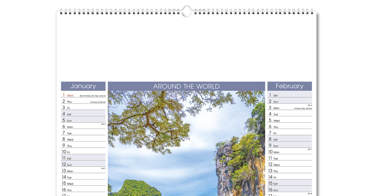 Around the World Promotional Wall Calendar | Brunel Promotions